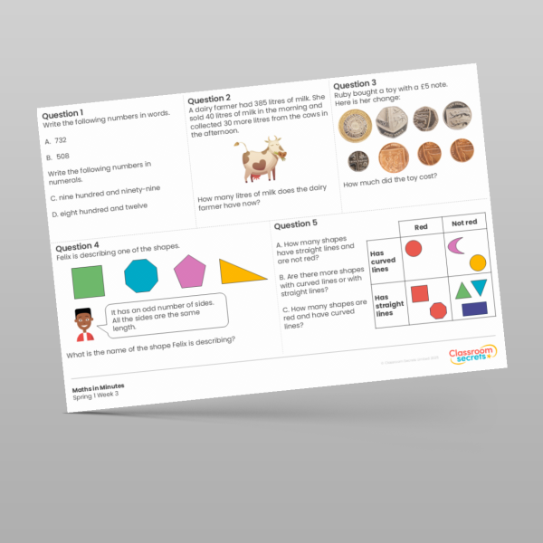 Year 3 Spring 1 Week 3 Maths In Minutes Resource | Classroom Secrets