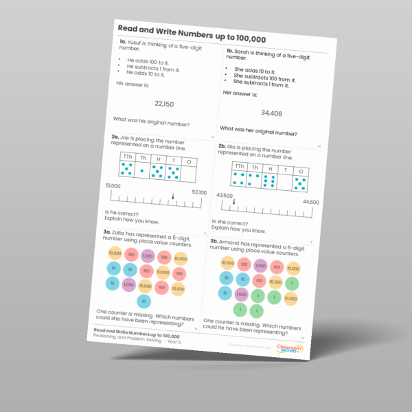 Year 5 Read And Write Numbers Up To 100 000 Reasoning And Problem ...