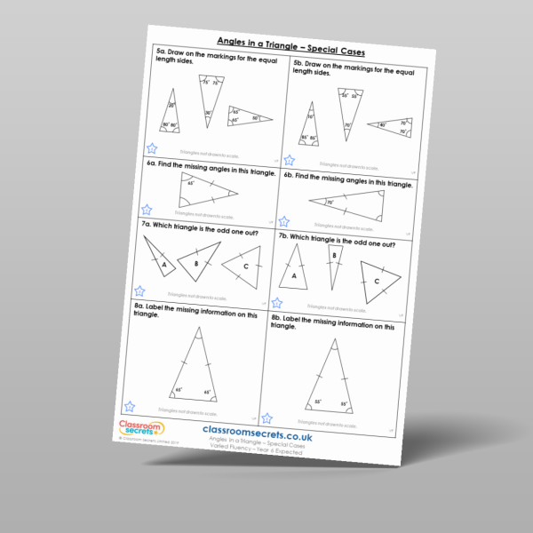 Year 6 Angles In A Triangle Special Cases Varied Fluency Resource ...
