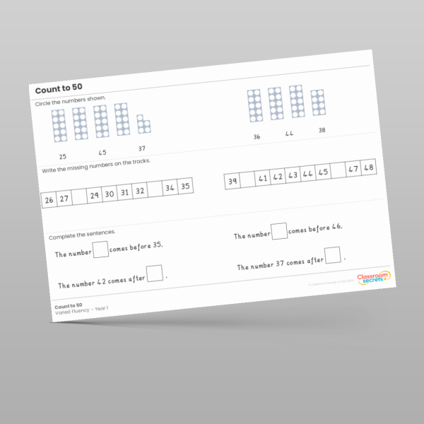 Free Count to 50 Varied Fluency Resource | Classroom Secrets