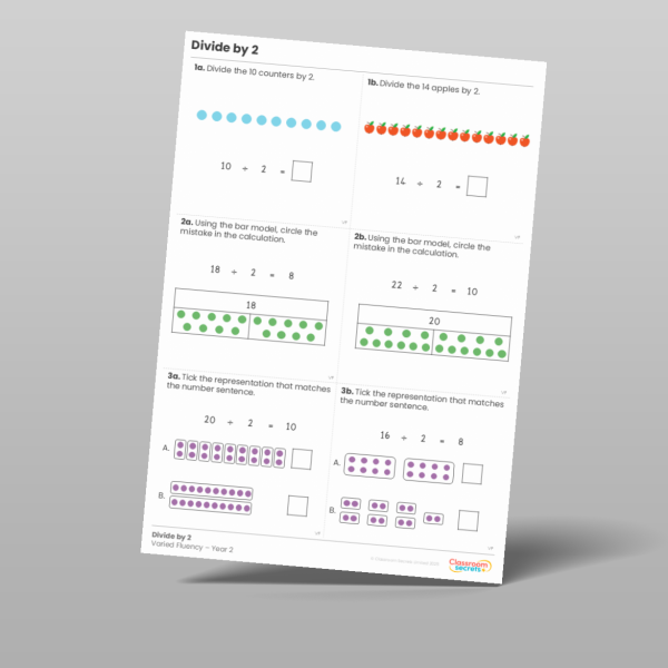 Year 2 Divide By 2 Varied Fluency 2 Resource | Classroom Secrets