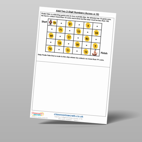 Year 2 Add Two 2 Digit Numbers Across A 10 Discussion Problem Resource ...