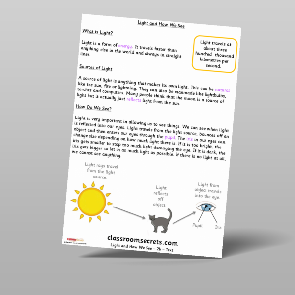 Year 1 2 3 Light And How We See Gold Guided Reading Pack Resource ...