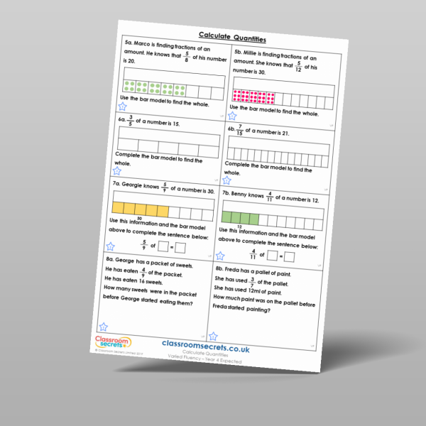 Year 4 Calculate Quantities Varied Fluency Resource | Classroom Secrets
