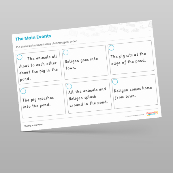 KS1 The Pig In The Pond Writing Unit The Main Events Resource ...