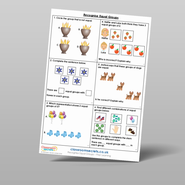 Year 2 Recognise Equal Groups Prior Learning Resource | Classroom Secrets