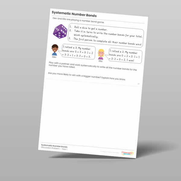 Year 1 Systematic Number Bonds Discussion Problem Resource | Classroom ...