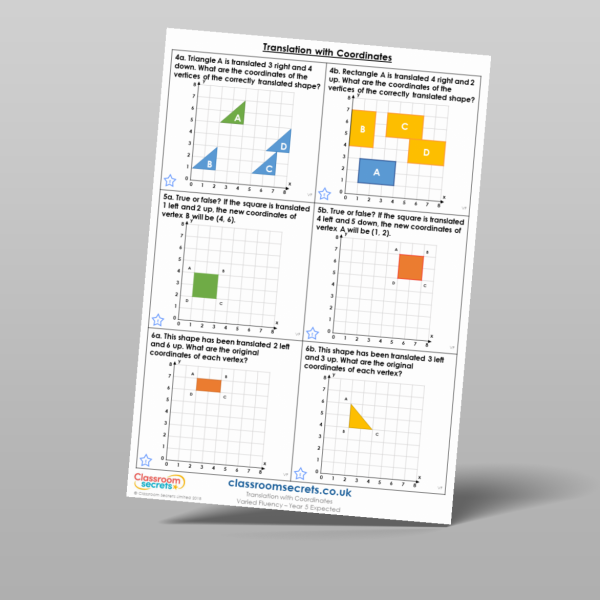 Year 5 Translation With Coordinates Varied Fluency Resource | Classroom ...