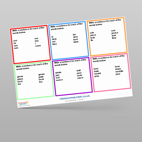 KS1 And Ks2 Homophones Early Morning Work Resource | Classroom Secrets