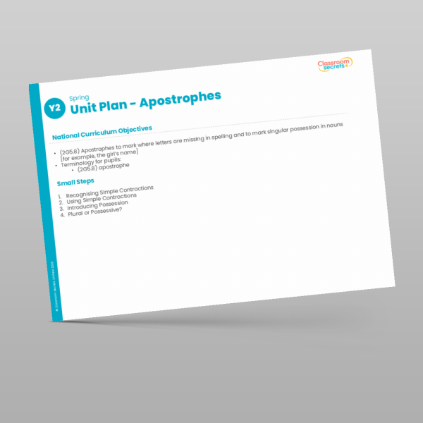 Year 2 Punctuation Apostrophes Guidance Resource | Classroom Secrets