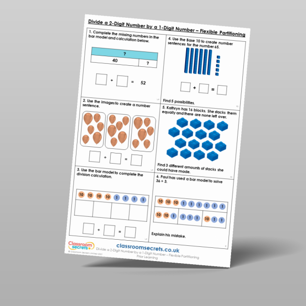 Year 3 Divide A 2 Digit Number By A 1 Digit Number Flexible ...
