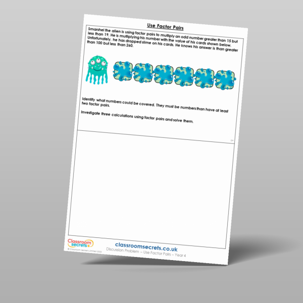 Year 4 Use Factor Pairs Discussion Problem Resource | Classroom Secrets