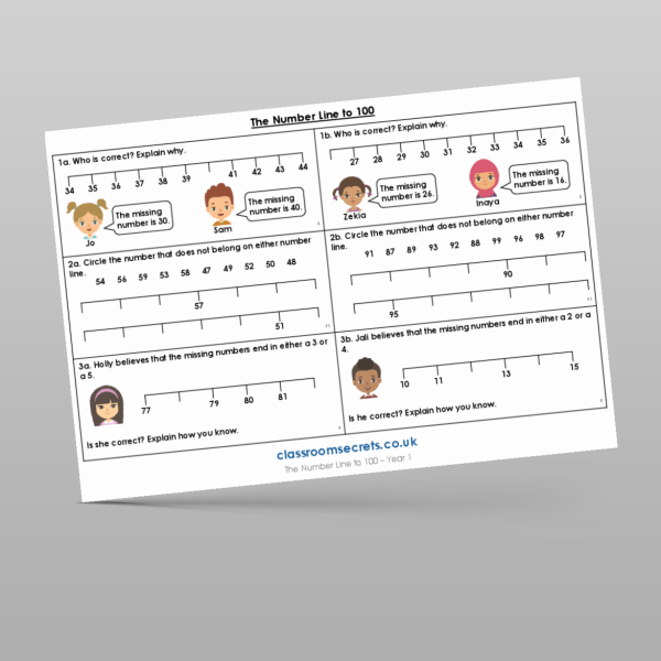 Year 1 The Number Line To 100 Reasoning And Problem Solving Resource ...