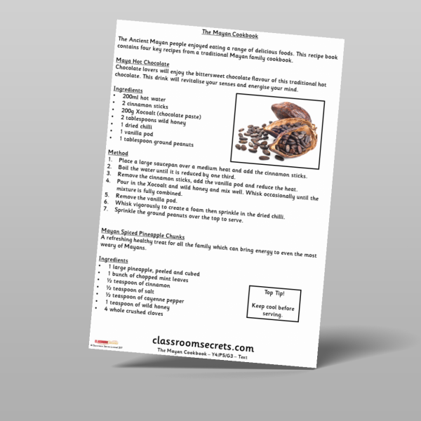 Year 4 The Mayan Cookbook Whole Class Guided Reading Pack Resource ...
