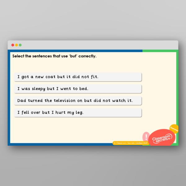 Year 1 Recognising And Using But Teaching Ppt Resource | Classroom Secrets