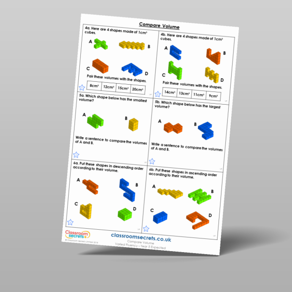 Year 5 Compare Volume Varied Fluency Resource | Classroom Secrets