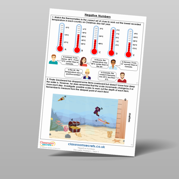 Year 4 Negative Numbers Discussion Problem Resource | Classroom Secrets