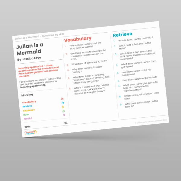 KS1 Julian Is A Mermaid Reading Skills Resource | Classroom Secrets