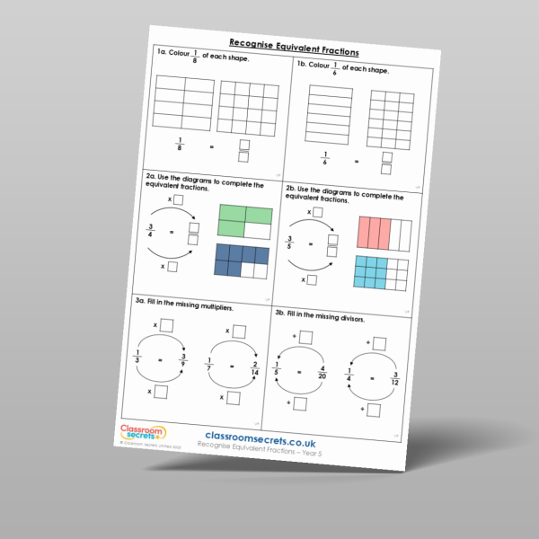 Recognise Equivalent Fractions Varied Fluency Resource | Classroom Secrets