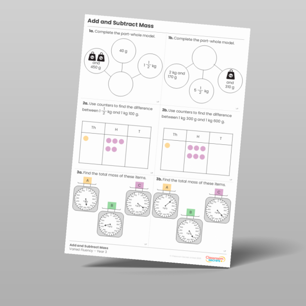 Year 3 Add And Subtract Mass Varied Fluency 2 Resource | Classroom Secrets