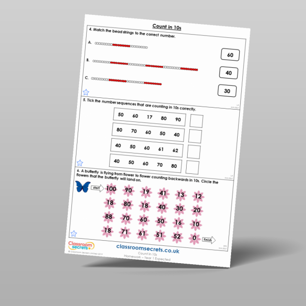 Year 1 Count In 10s Homework Resource | Classroom Secrets