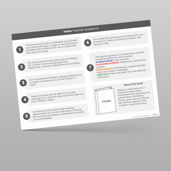 Year 5 Holes Writing Unit Guidance Resource | Classroom Secrets
