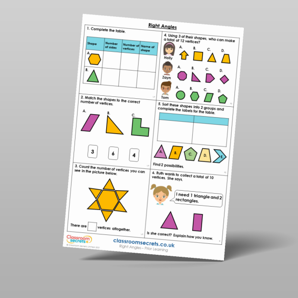 Year 3 Right Angles Prior Learning Resource | Classroom Secrets