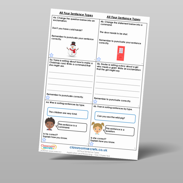Year 2 All Four Sentence Types Application And Reasoning Resource ...