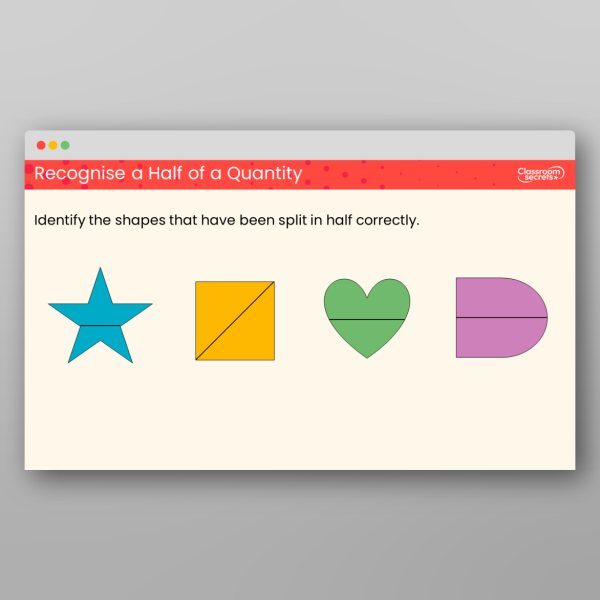Year 1 Recognise A Half Of A Quantity Teaching Ppt Resource | Classroom ...