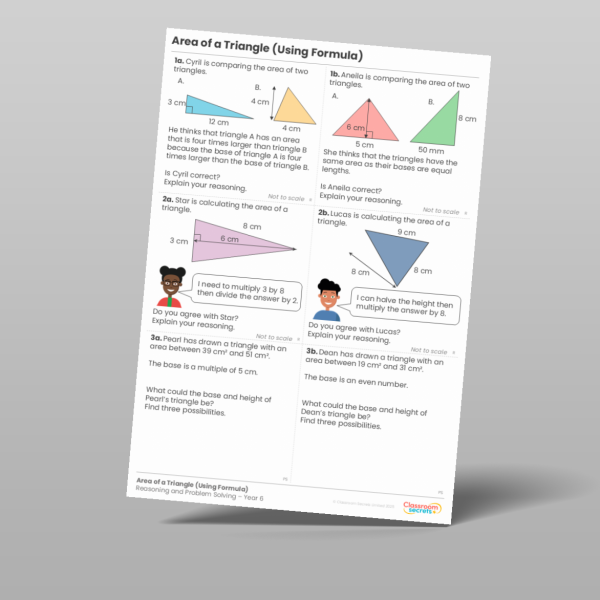 Year 6 Area Of A Triangle Using Formula Reasoning And Problem Solving ...