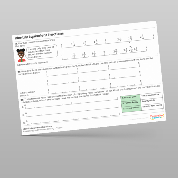 Year 4 Identify Equivalent Fractions Reasoning And Problem Solving ...