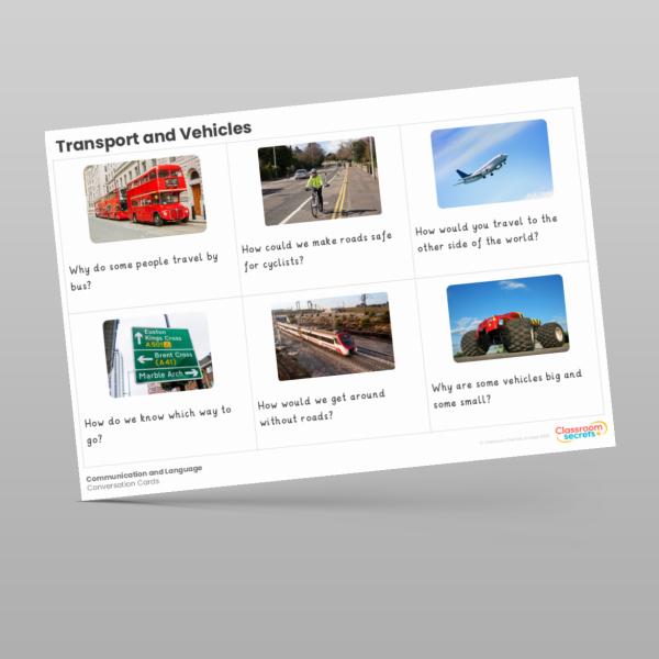 Eyfs Transport And Vehicles Conversation Cards Resource | Classroom Secrets