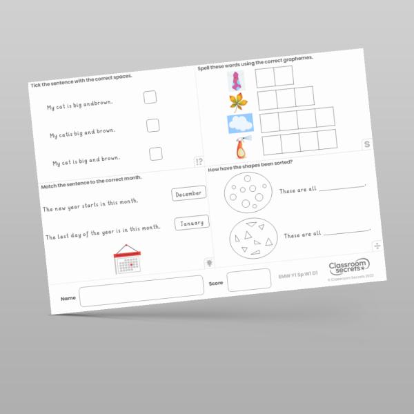 Year 1 Early Morning Work Spring Week 1 Resource | Classroom Secrets