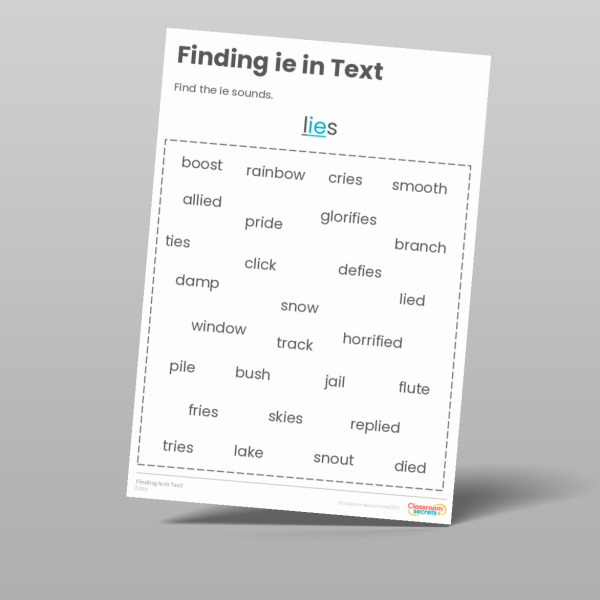 KS1 Finding Ie Pie In Text Activity Resource | Classroom Secrets