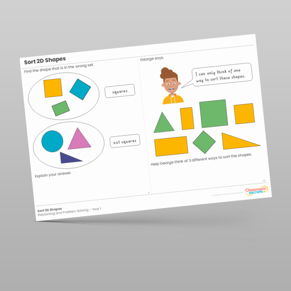Year 1 Sort 2d Shapes Reasoning And Problem Solving 2 Resource ...