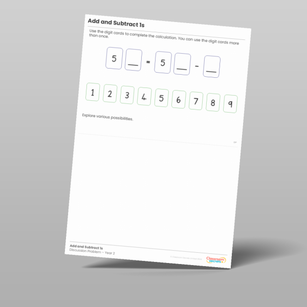 Year 2 Add And Subtract 1s Discussion Problem Resource | Classroom Secrets