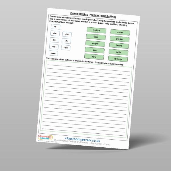 Year 6 Consolidating Prefixes And Suffixes Application Resource ...