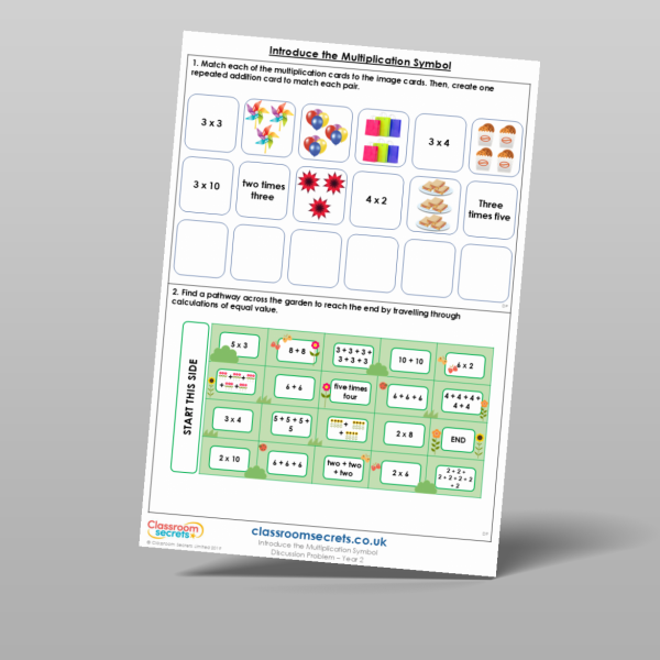 Year 2 Introduce The Multiplication Symbol Discussion Problem Resource ...