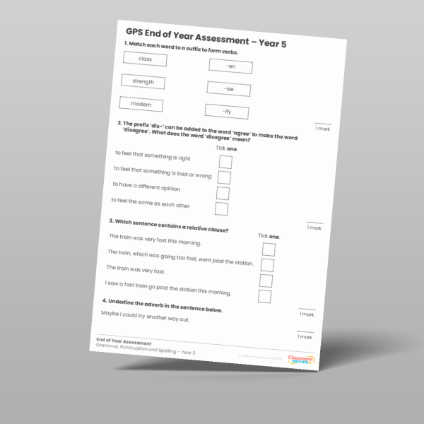 Year 5 End Of Year Gps Assessment Resource | Classroom Secrets