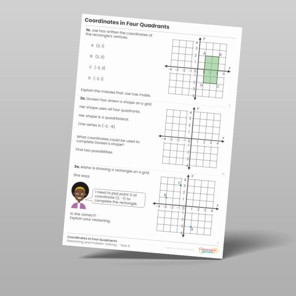 Year 6 Coordinates In Four Quadrants Reasoning And Problem Solving ...