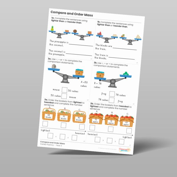 Year 2 Compare And Order Mass Varied Fluency Resource | Classroom Secrets