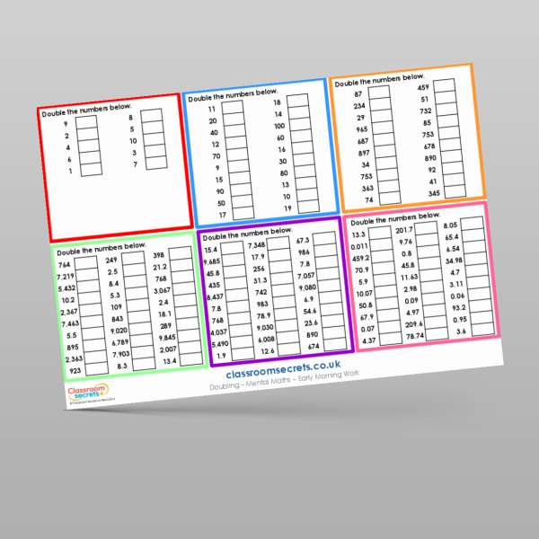 KS1 And Ks2 Doubling Early Morning Work Resource | Classroom Secrets