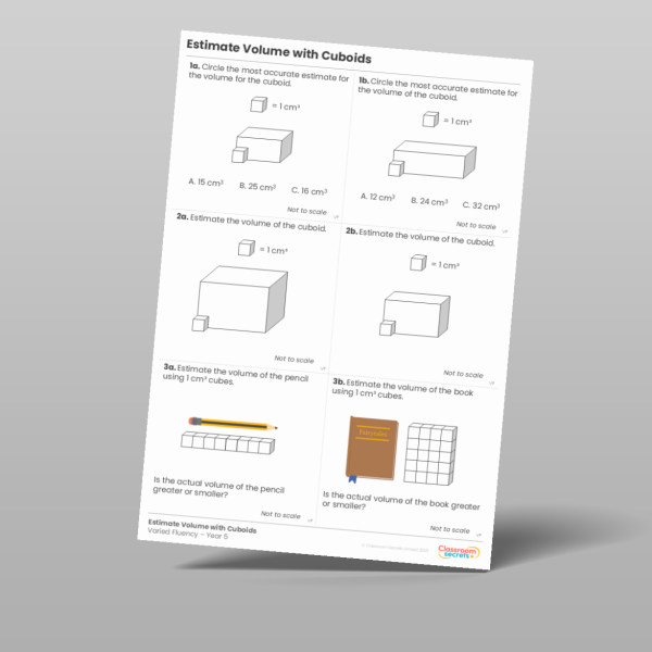 Year 5 Estimate Volume With Cuboids Varied Fluency Resource | Classroom ...