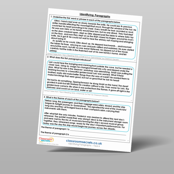 Year 4 Identifying Paragraphs Mixed Activity Resource | Classroom Secrets