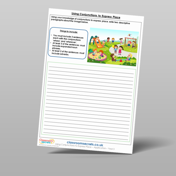 Year 3 Using Conjunctions To Express Place Application Resource ...