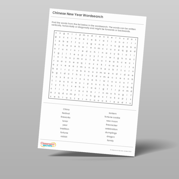 KS2 Chinese New Year Wordsearch Resource | Classroom Secrets