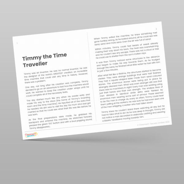 Year 3 Reading Skills Timmy The Time Traveller Resource | Classroom Secrets