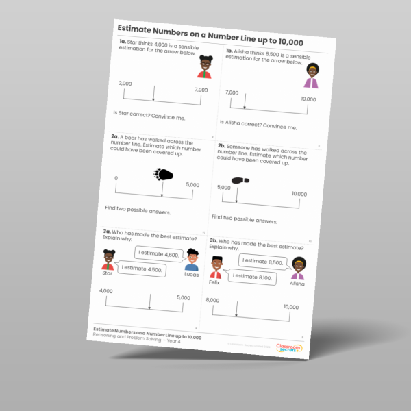 Year 4 Estimate Numbers On A Number Line Up To 10 000 Reasoning And ...