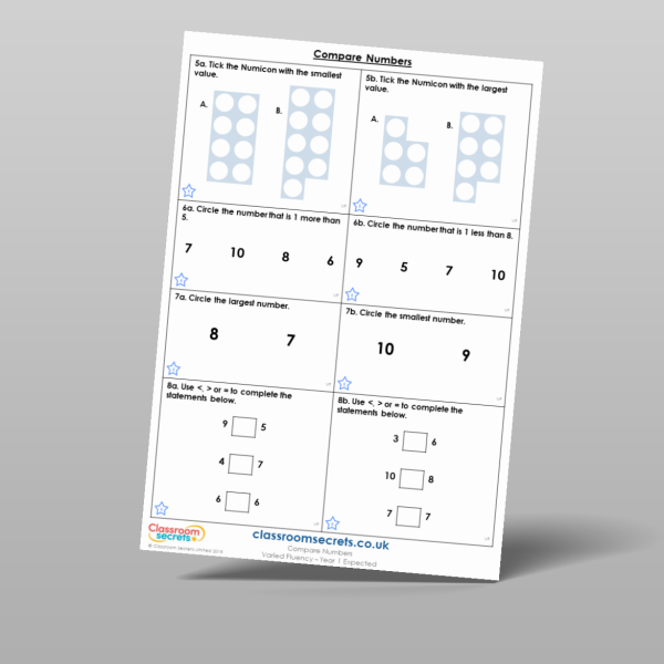 Year 1 Compare Numbers Varied Fluency Resource Classroom Secrets
