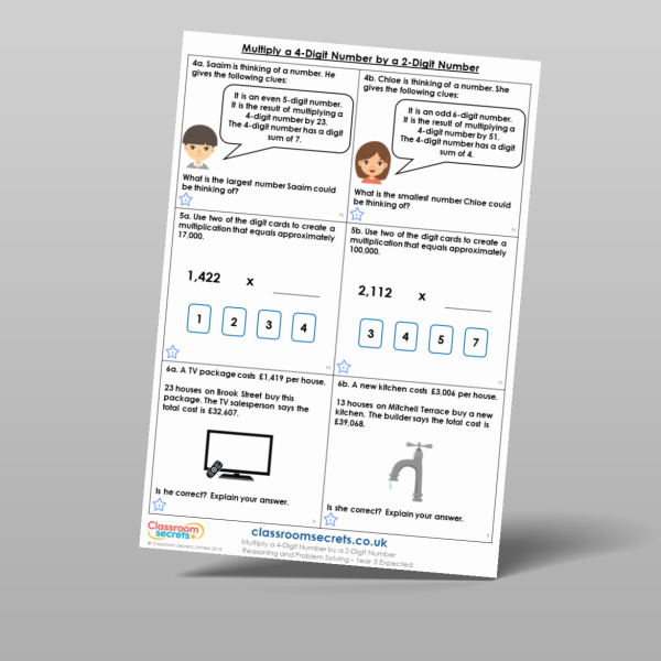 Year 5 Multiply A 4 Digit Number By A 2 Digit Number Reasoning And ...